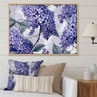 Designart "Purple Ang Grey Lilac Fragrant Blooms I" Lilacs Framed Wall ...