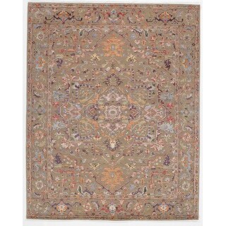 Tan Modern Wool & Bamboo Silk Rug - 8' X 10' - Tan - Blue - Rust - 10 ...