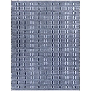 EXQUISITE RUGS Naples Indoor/Outdoor Flatweave PET yarn Ivory/Blue Area ...
