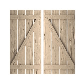 Rustic Four Board Spaced Board-n-Batten Faux Wood Shutters w/Z-Board ...