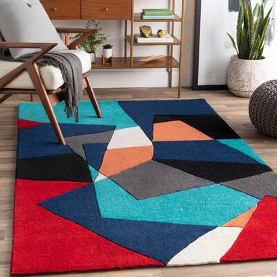 Hand-tufted Abstract Geometric Contemporary Area Rug - Overstock - 9089169