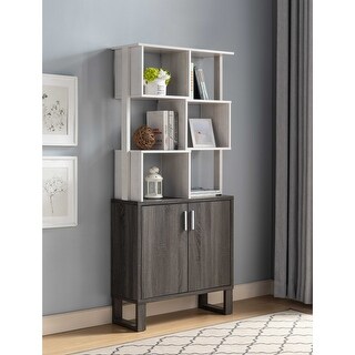 Multi-Level Display Cabinet, Two Door Storage Cabinet with Shelving ...