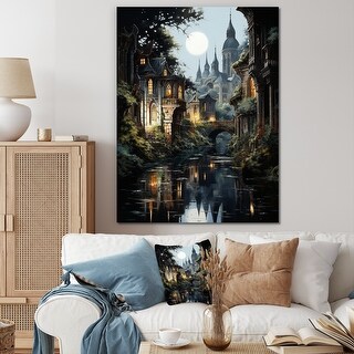 Designart "Grey Canal Surreal Waterways Magical" Canals Wall Decor ...
