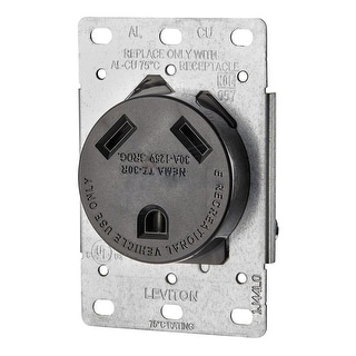 30 AMP Round Black Electrical Receptacle Plastic-Aluminum American ...