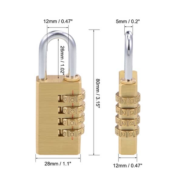 4 Digit Combination Padlock Brass Locks 5mm Shackle Diameter 2Pcs - Bed ...