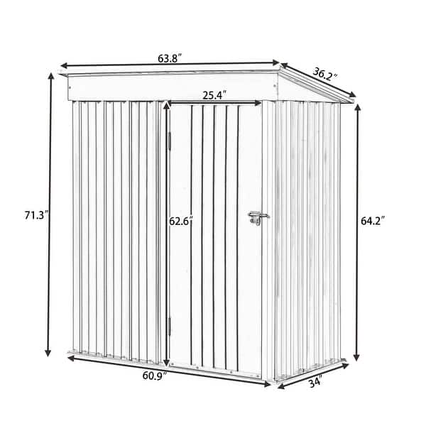 Nestfair 5 ft. W x 3 ft. D Metal Garden Shed with Lockable Door - Bed ...