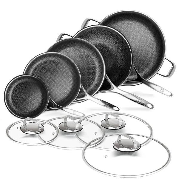 DiamondClad by Livwell 9pc Hybrid Nonstick Frying Pan Set with Wok and ...