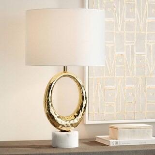 Elliptical Modern Table Lamp 27 1/2" Tall Dimpled Gold Metal Bedroom ...