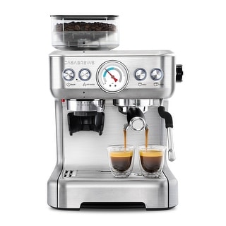 Casabrews All-in-One Espresso Machine with Built-in Grinder, Stainless ...