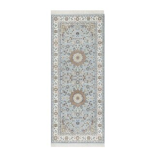 Shahbanu Rugs Uranian Blue Nain with Large Center Medallion 250 KPSI ...