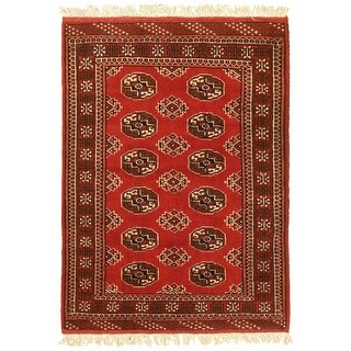 ECARPETGALLERY Hand-knotted Turkman Dark Copper Wool Rug - 3'4" x 4'8 ...