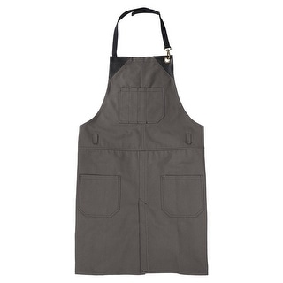 No-Tie Twill Apron Split-Leg Leather Reinforcement Adjustable Chef ...