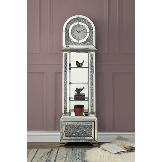 Grandfather Floor Clock w/LED & Display Shelf, Living Room Mirrored ...