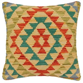 Southwestern Quirk Turkish Hand-Woven Kilim Pillow - 19'' x 19'' - Bed ...