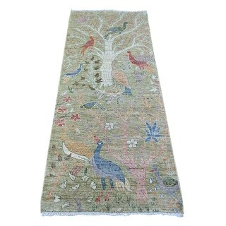 Shahbanu Rugs John Deere Green Afghan Peshawar with Birds of Paradise ...