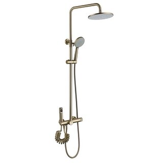 Exposed Pipe Shower Faucet with Tub Spout Brushed Gold Brass Complete ...