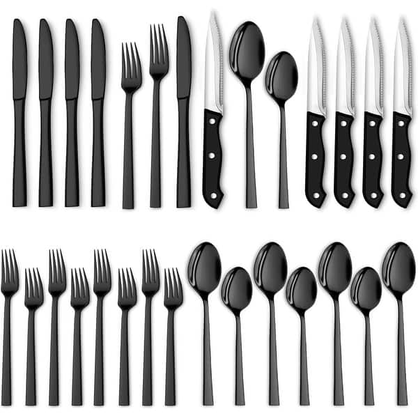 24-Pieces Complete Silverware Set with Steak Knives - On Sale - Bed ...