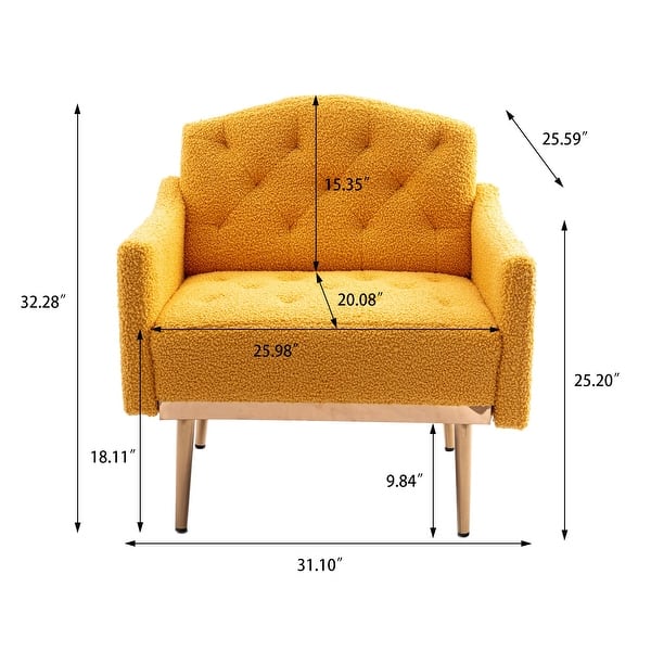 Modern Leisure Single Sofa Teddy Fabric Accent Comfy Reading Chair ...