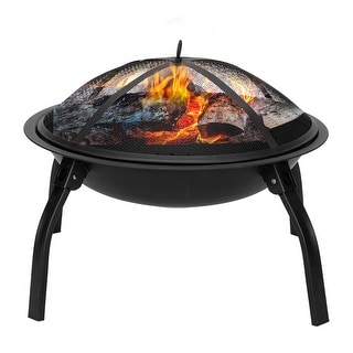 22" Outdoor Garden Four Legged Folding Iron Brazier Wood Burning Fire ...