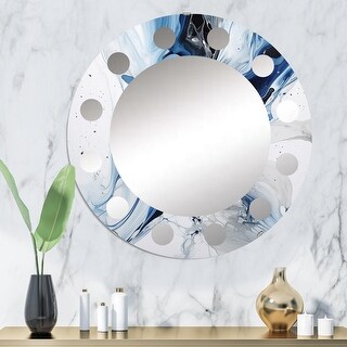 Designart "Blue and Grey Ethereal Elixir I" Abstract Modern Wall Mirror ...