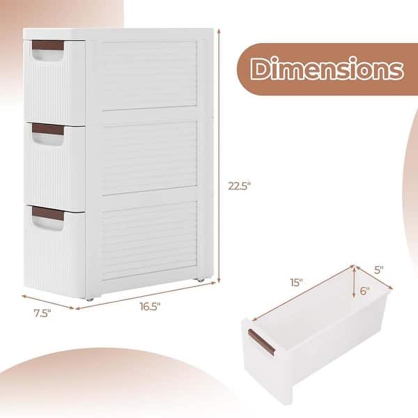1/2 PCS 3-Drawer Narrow Storage Cart w/Wheels Cabinet - Bed Bath ...