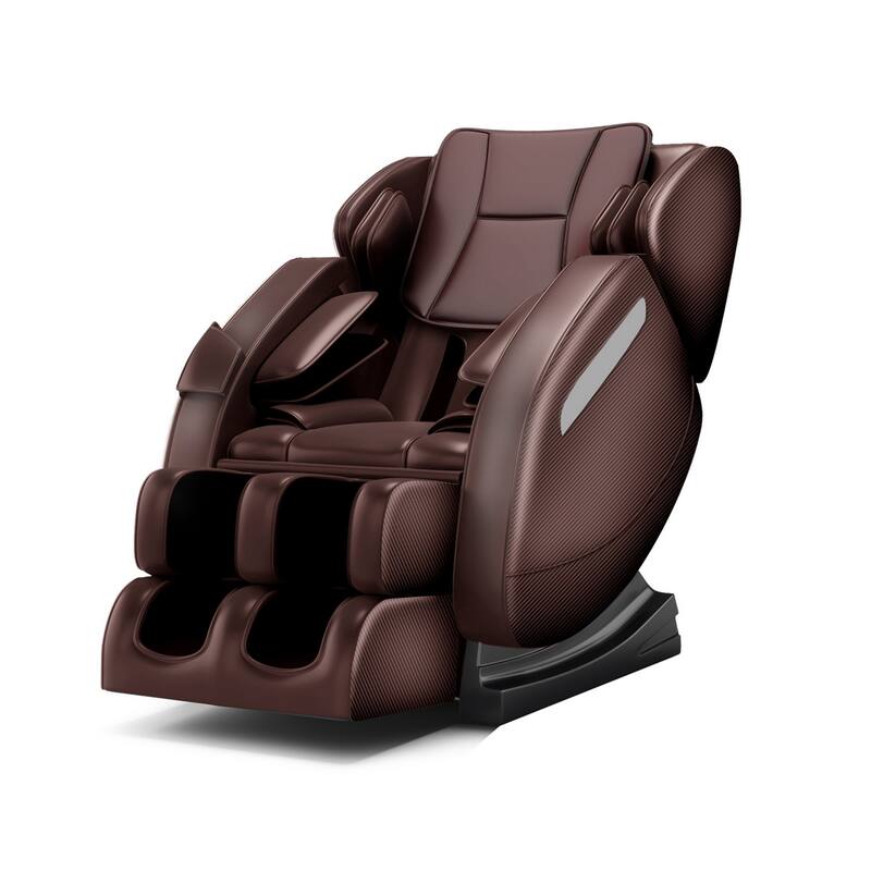 Leatherette Full Body Massage Chair with Ergonomic Design, Brown ...