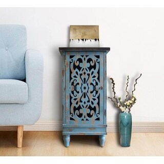 Rustic Teal End Table with Dual Shelf for Living Room - Bed Bath ...