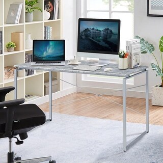 Topcraft Modern Computer Desk, Faux Concrete & Silver - Bed Bath ...