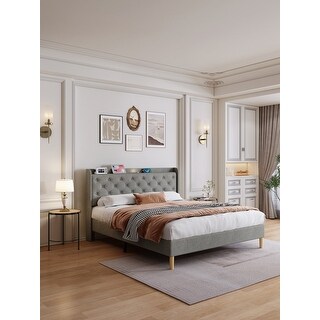 Queen Size Bed, Mesh Backboard Beautiful, With LED Lights, Cotton and ...