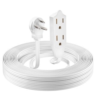 Extension Cable, 50 Ft Flat Plug Extension Cord/Wire, Multi Outlet - 3 ...
