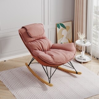 Pink Velvet Accent Chair Ergonomic Rocking Chair Single Recliners Arm ...