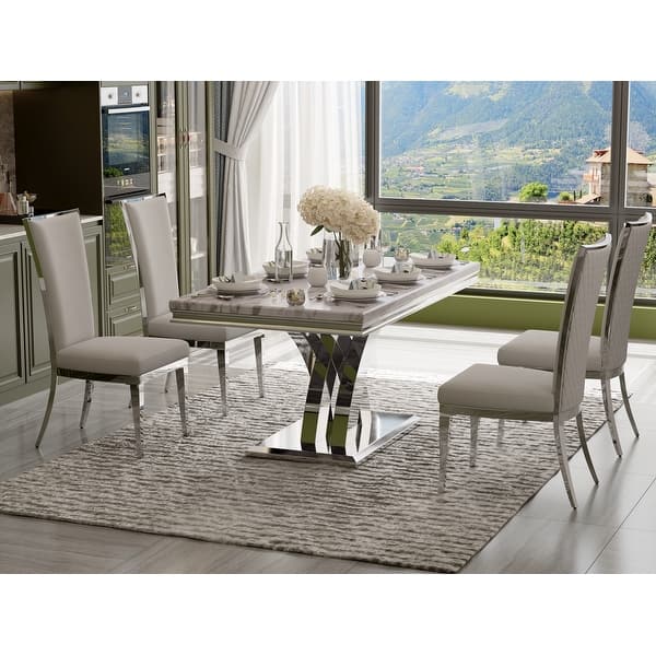 marble and chrome dining table