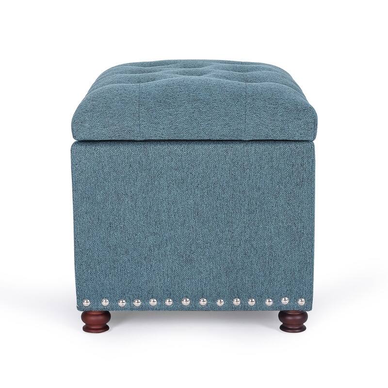 Adeco 24'' Rectangular Upholstered Storage Ottoman Fabric Foot stool ...