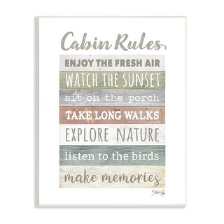 Stupell Cabin Rules Typography Sign Nature Hiking Theme Wood Wall Art ...