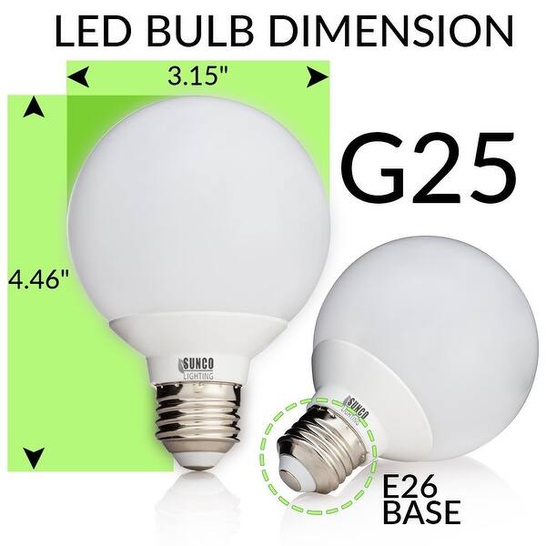 Sunco Lighting G25 LED 3000K Warm White Vanity Light Bulb (Set of 12 ...