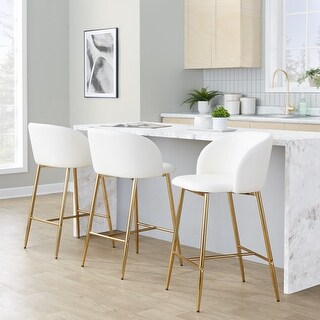 Silver Orchid Harding 26" Fixed-Height Faux Leather Counter Stool (Set ...