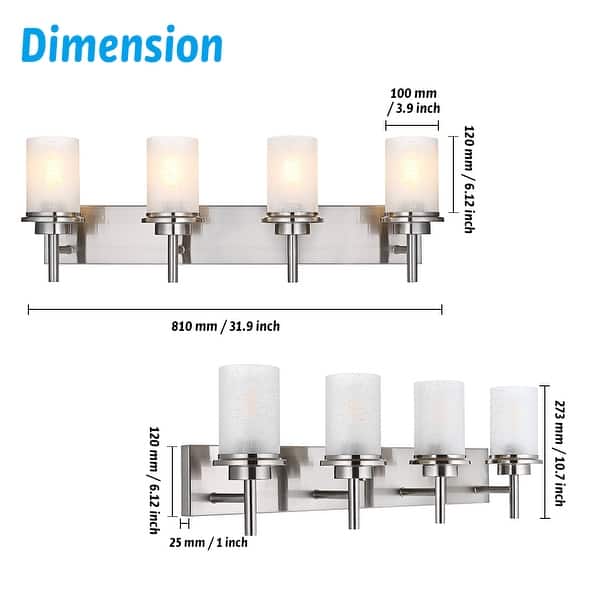 4-Lihgt Elegant Vanity Light Fixtures with White Linen Glass Shades - 4 ...
