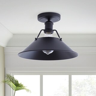Vintage Black 1-Light Bell Shape Semi Flush Mount Lighting Fixture ...