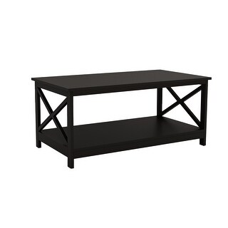 Modern Coffee Table With Bottom Open Shelf Wooden Center Table With X ...