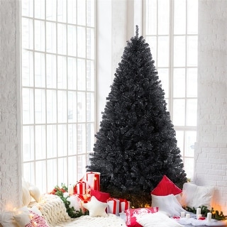 Yaheetech 4.5Ft/6Ft/7.5Ft Black Artificial Christmas Tree for Holiday ...