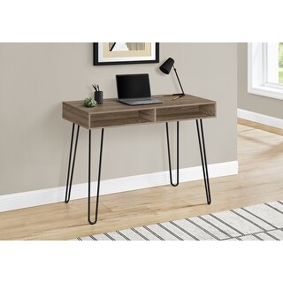Computer Desk with 2 Open Storage Cubbies & Metal Hairpin Legs - Bed ...