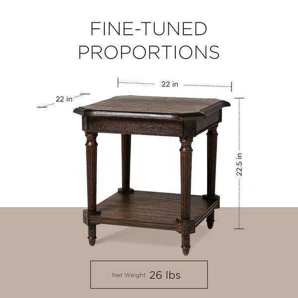 Maven Lane Pullman Traditional Square Wooden Side Table in Antiqued ...