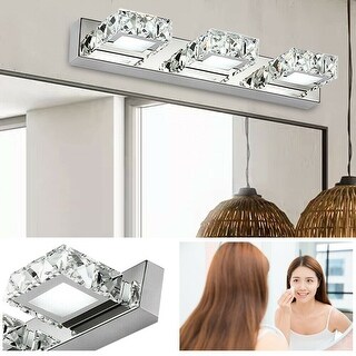 3-Light Modern LED Crystal Mirror Front Light Wall Lamp Vanity Lamp ...