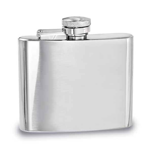 Curata Polished Stainless Steel 5 Ounce Rectangle Flask with Funnel ...