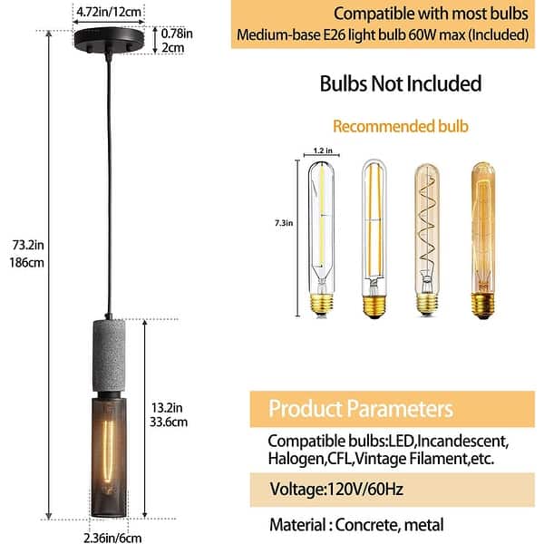 3 pack concrete linear pendant light modern industrial hanging cement ...