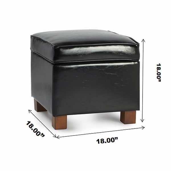 Enova Home Nova 18 Inches Modern Elegant Leather Square Storage Ottoman ...