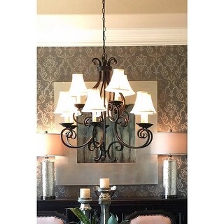 Maxim Manor Bronze 9-light Chandelier with Shades - Bed Bath & Beyond ...