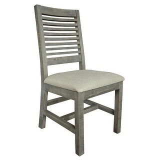 Suga 22 Inch Dining Chair, Set of 2, Ladder Back, Solid Pine Wood, Gray ...