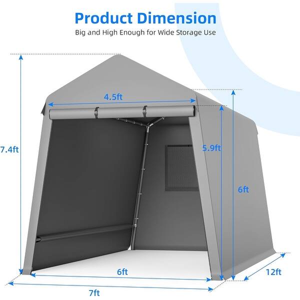 7X12FT Outdoor Storage Shelter Shed with Doors and Vent, Portable ...