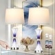 Set of 2 Spiral Blue Glass Table Lamps with USB & Type-C Charging Ports ...